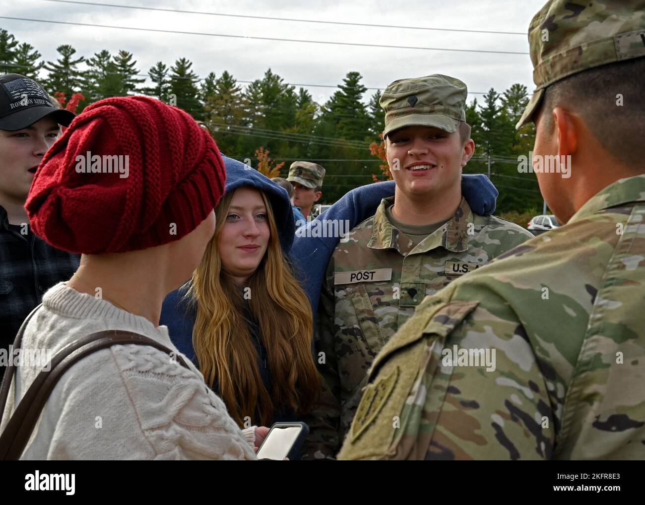 Spc. Jordan Post, New Hampshire Army National Guard, says farewell to ...