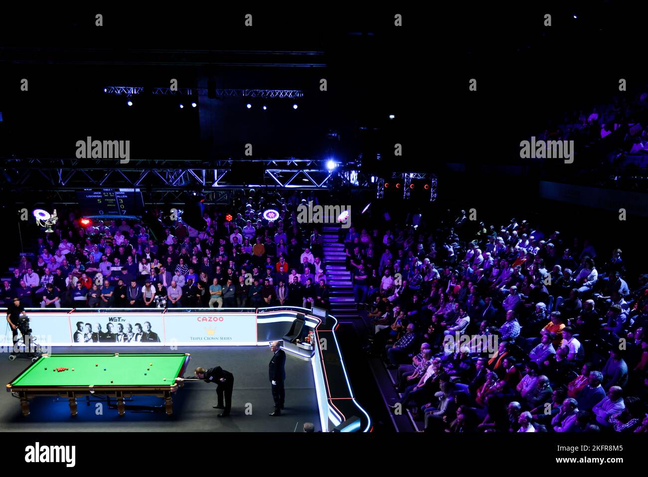 A general view of the action on day eight of the Cazoo UK Snooker ...