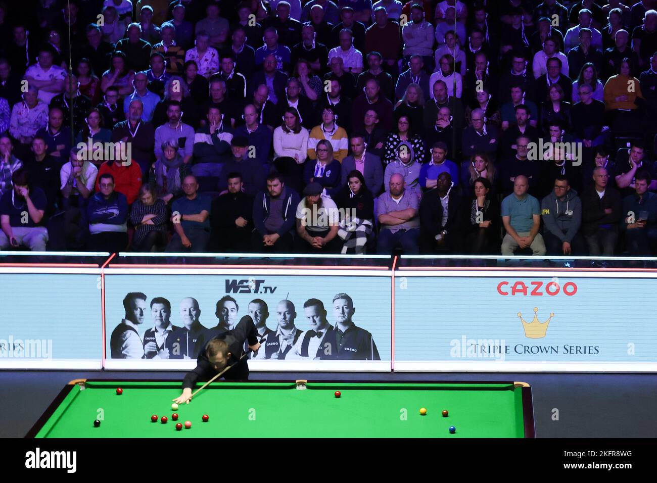 A general view of the action on day eight of the Cazoo UK Snooker ...