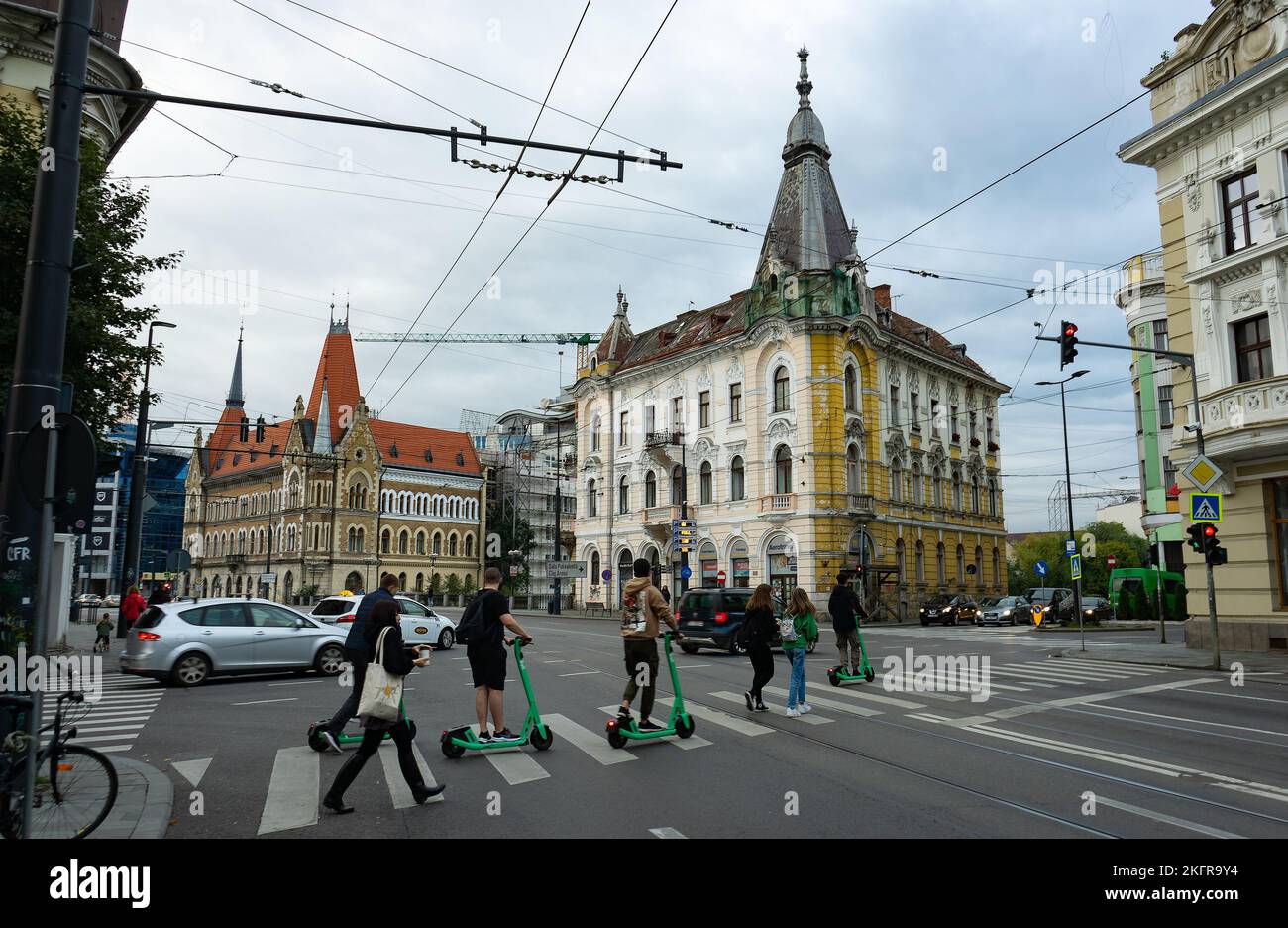 Cluj-Napoca, Romania - September 17, 2022: Young people on electric ...