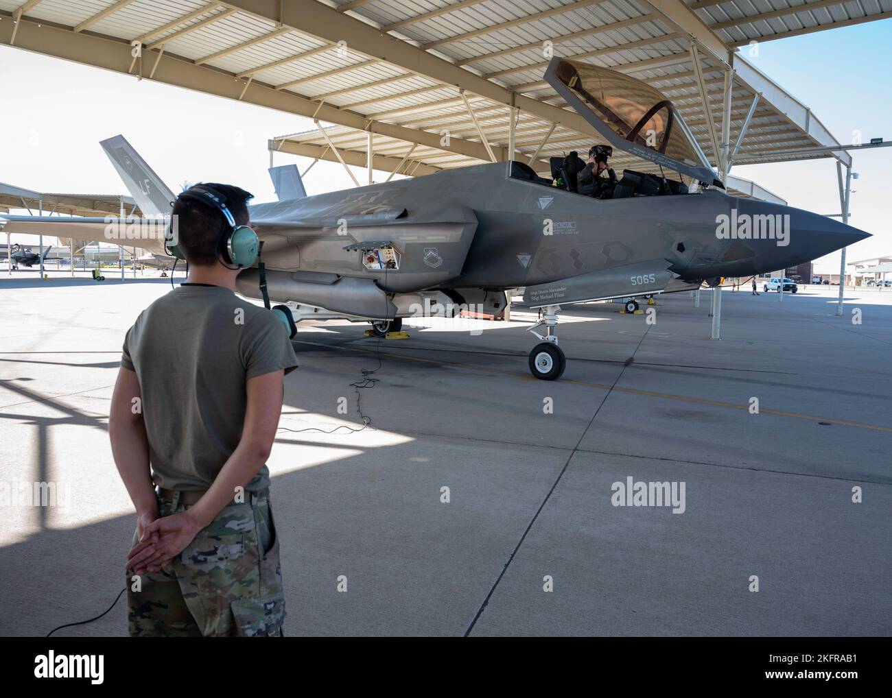 U.S. Air Force Airman 1st Class Joseph Sullivan, 62nd Aircraft Maintenance Unit crew chief ...