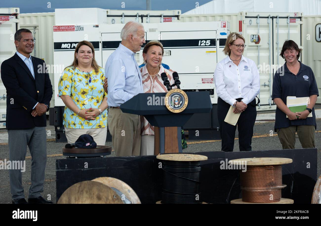 Ponce, Puerto Rico, October 3, 2022 - President Joseph Biden embraces ...