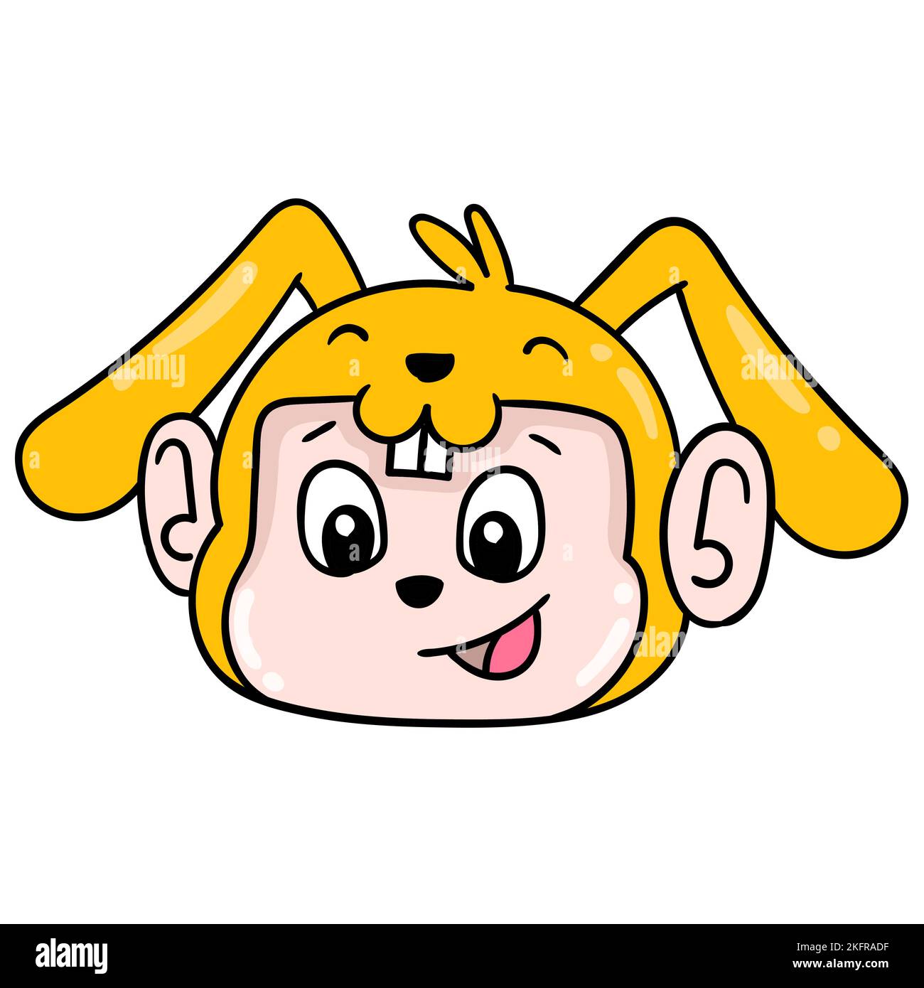 A vector illustration of a cute cartoon baby in a rabbit face Stock ...