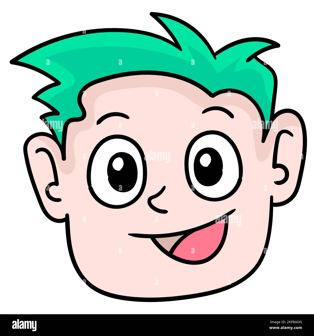 A vector illustration of a cute cartoon boy with green hair Stock ...