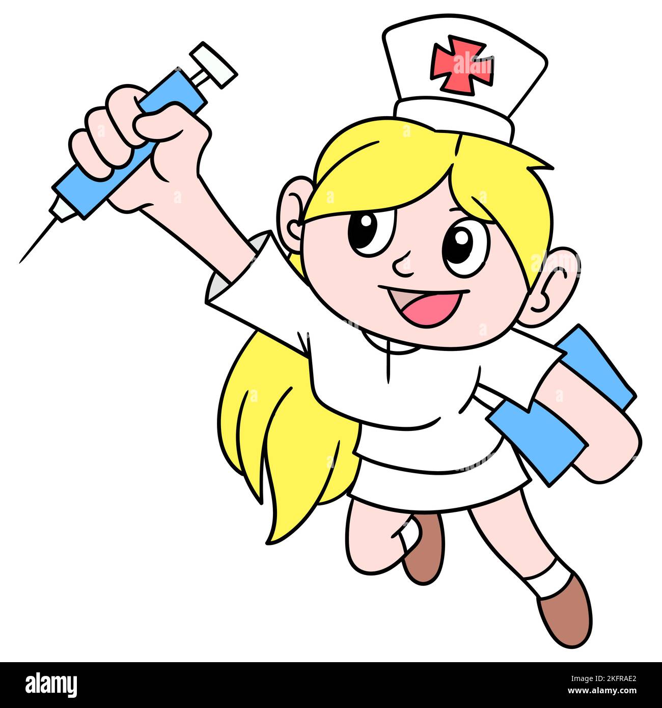 A vector illustration of a cute cartoon nurse character Stock Vector ...