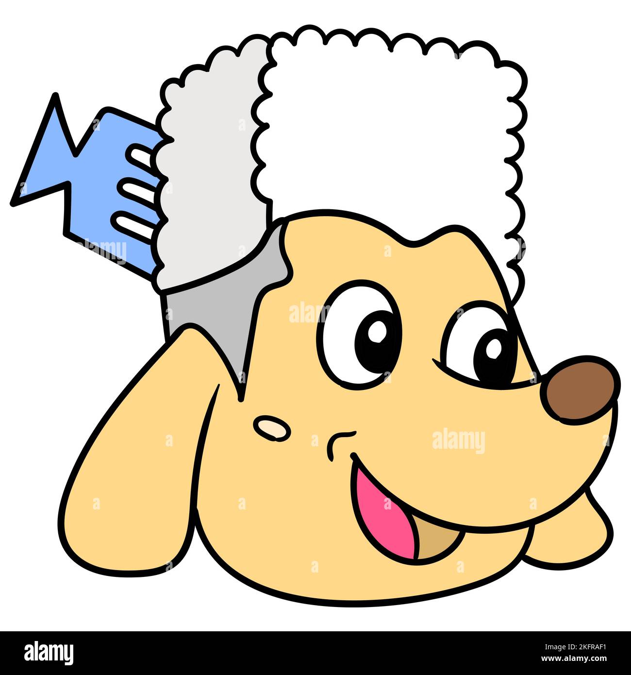 A vector illustration of a cute cartoon dog getting a haircut Stock ...