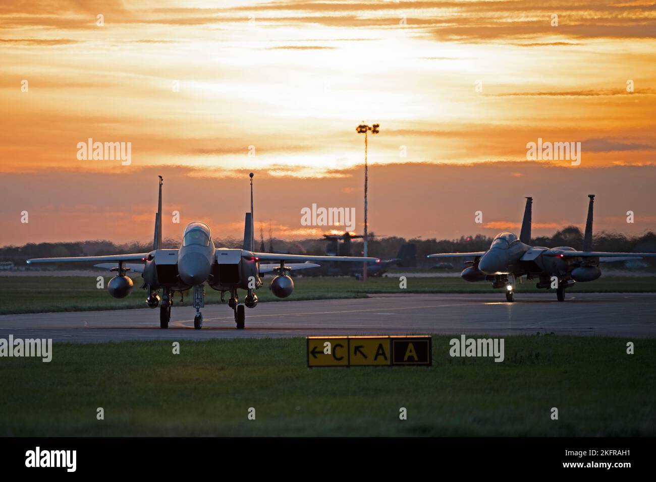 Two F-15E Strike Eagle aircraft assigned to the 366th Fighter Wing ...