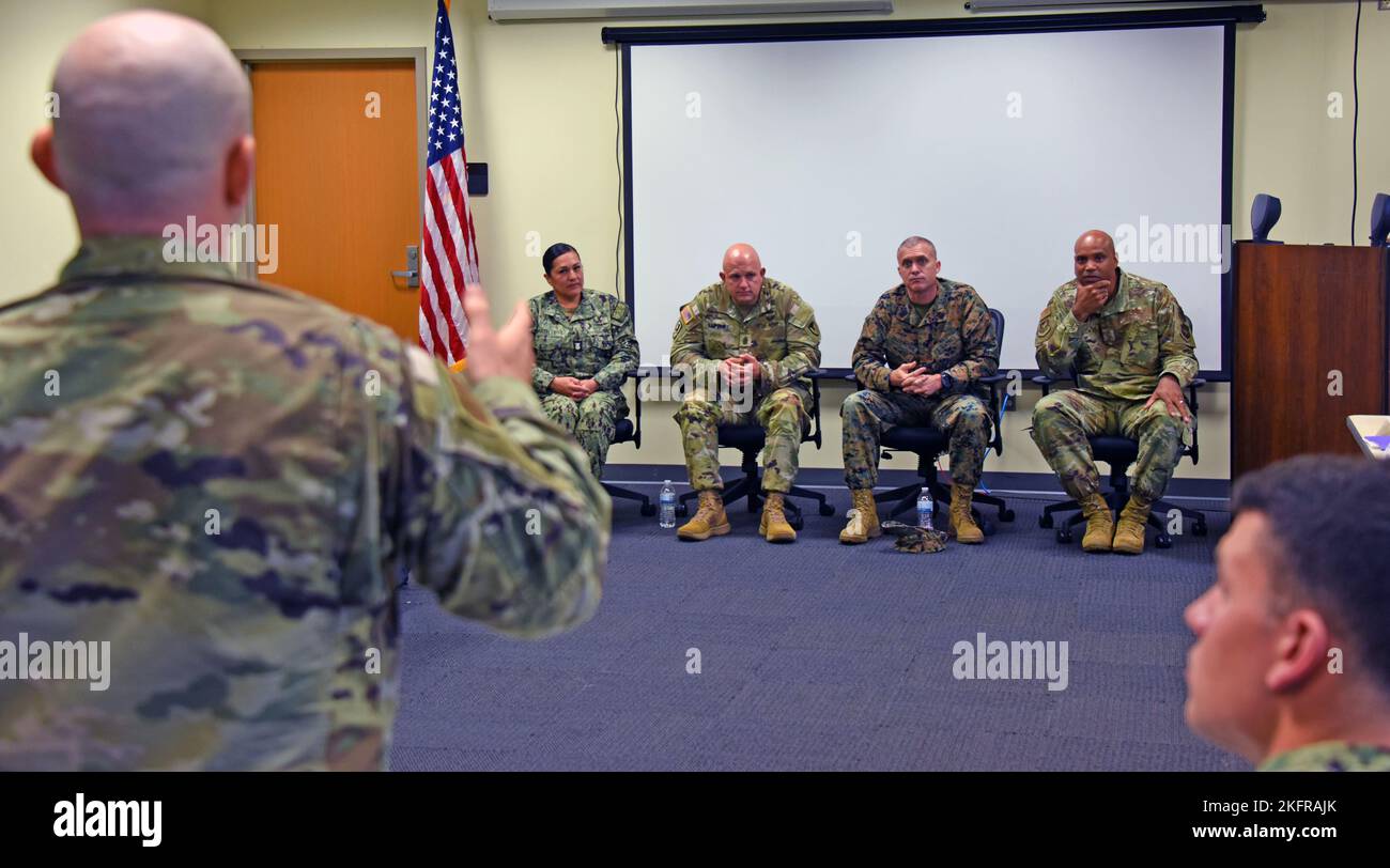 A student speaks to senior enlisted leadership at the Joint Perspective ...
