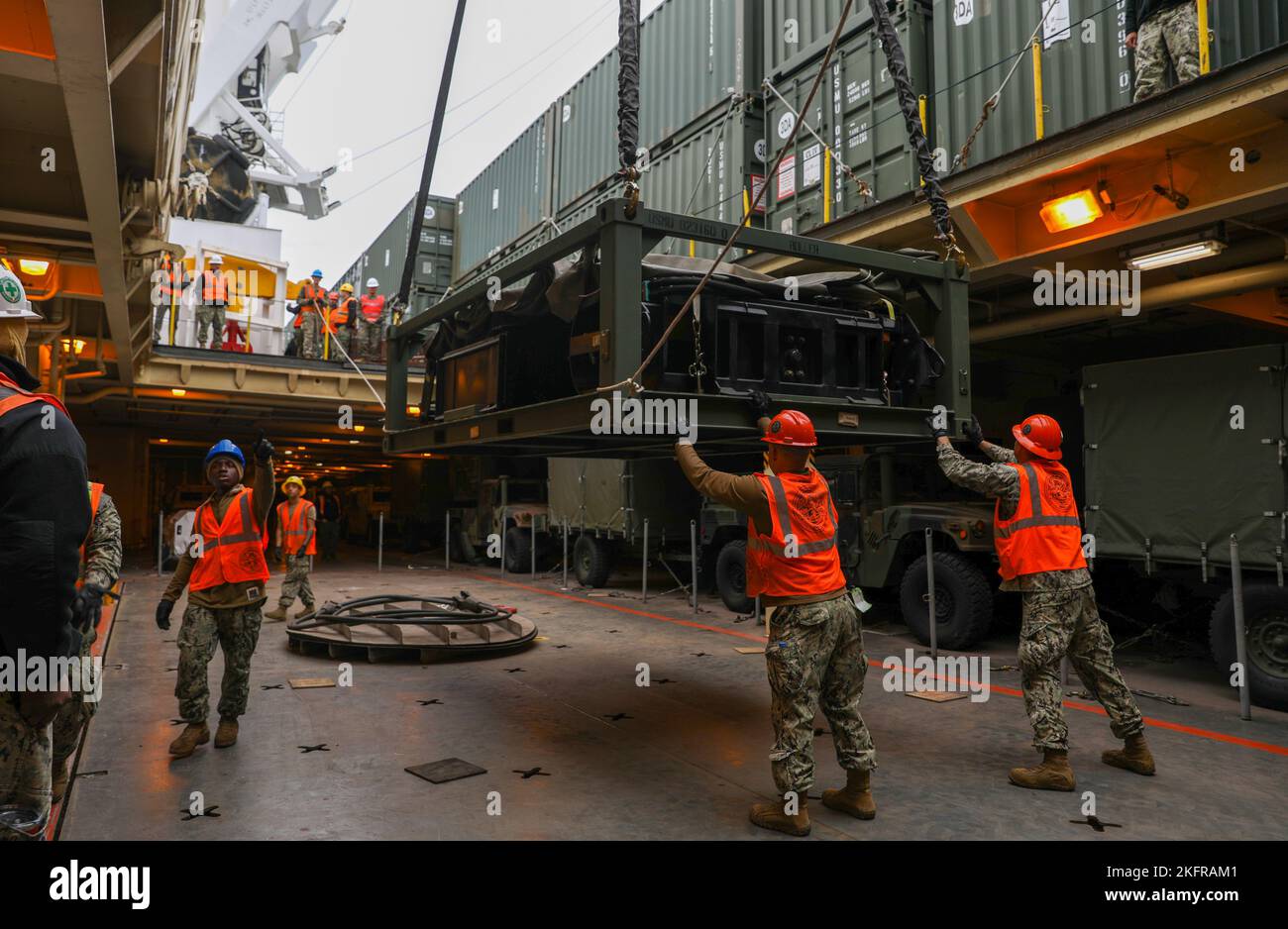 U.S. Sailors with Gaum detachment, Naval Expeditionary Logistics ...