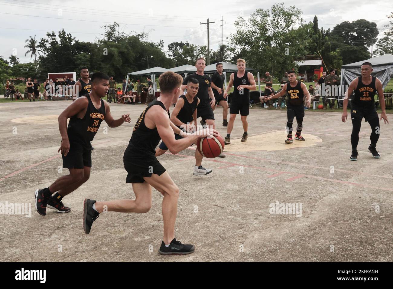 Philippine Marines with 3rd Marine Brigade participate in a basketball ...