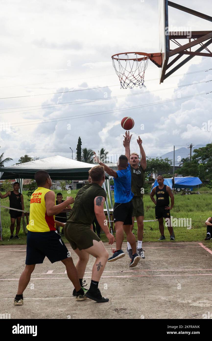 Philippine Marines with 3rd Marine Brigade participate in a basketball ...
