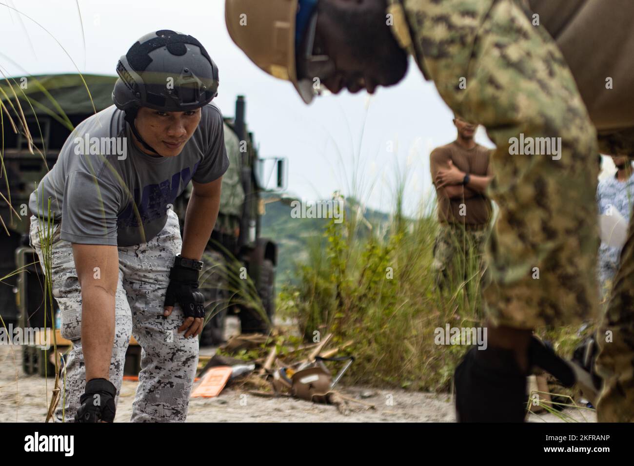 Philippine Navy Seaman Mark Dexter Alcaria, an equipment operator with the Naval Combat ...
