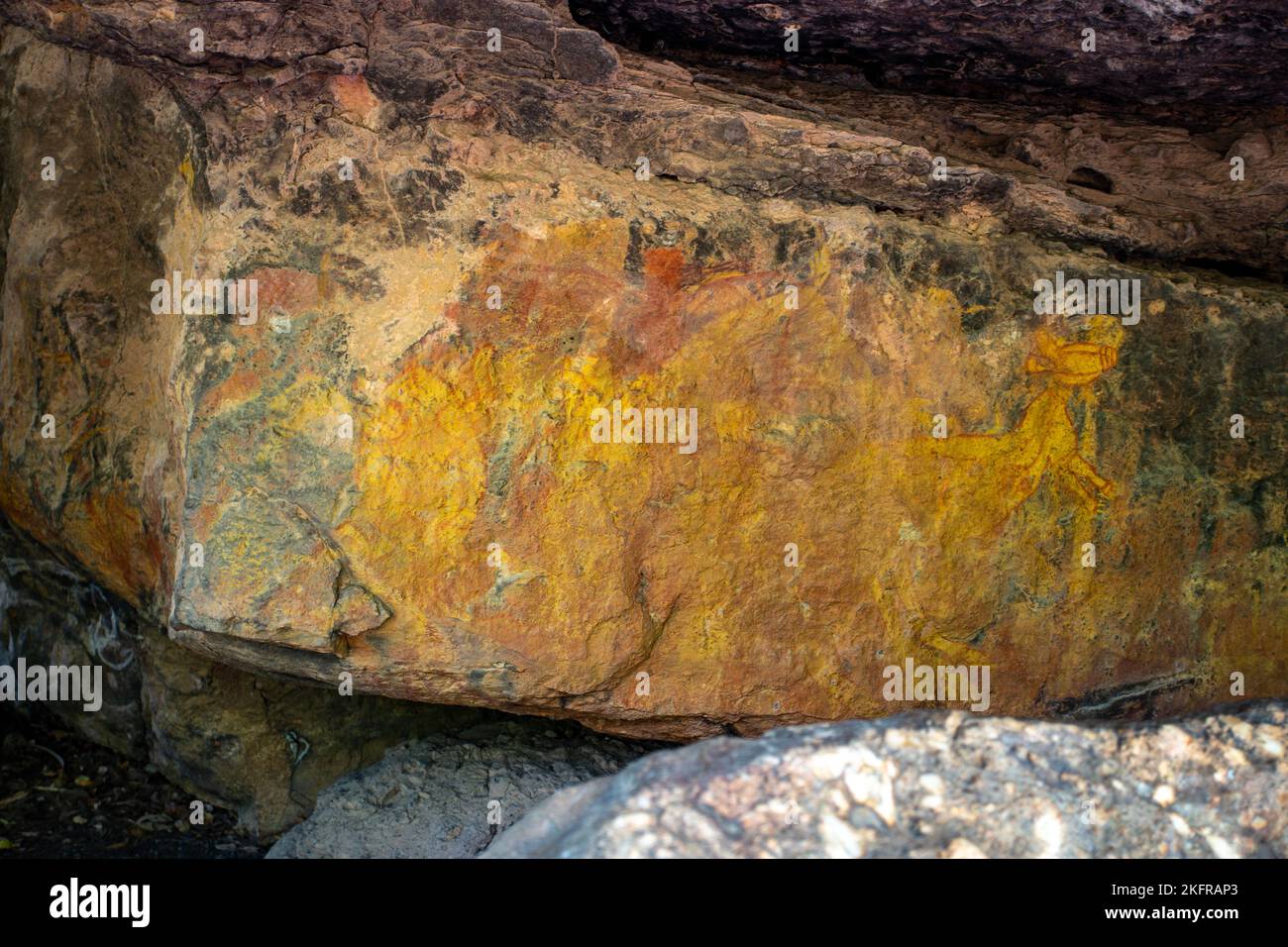 Aboriginal rock paintings at Burrungkuy (Nourlangie) rock art site in Kakadu National Park ...