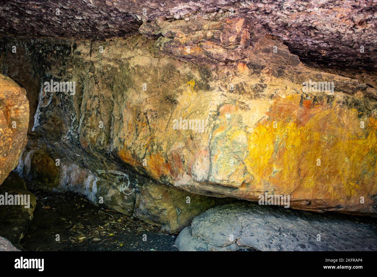 Aboriginal rock paintings at Burrungkuy (Nourlangie) rock art site in Kakadu National Park ...