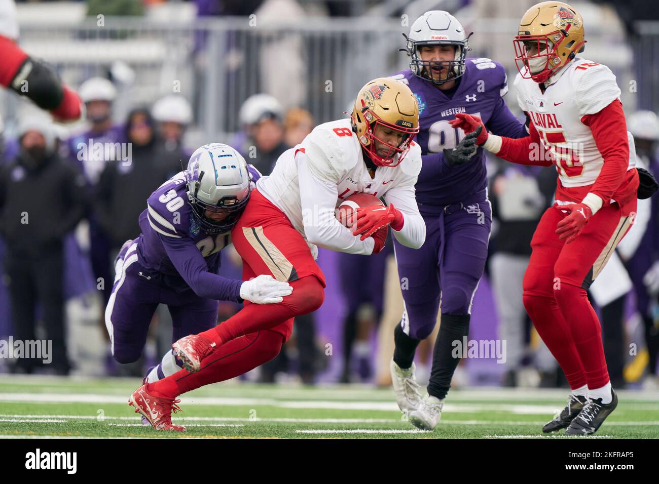 November 19, 2022, London, ON, Canada: Lavalâ€™s Kevin Mital runs the ...