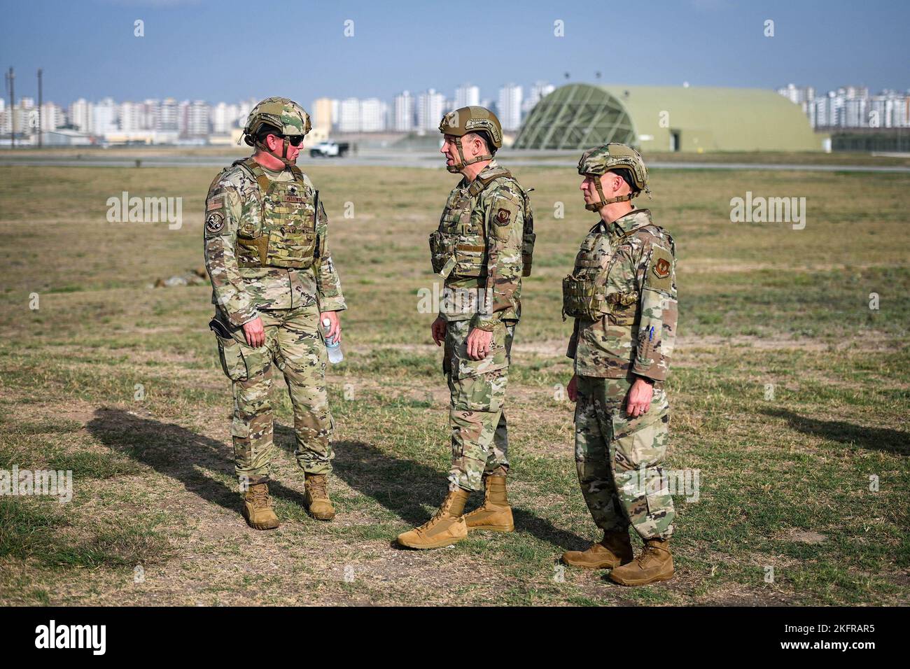 Lt. Col. Amber Goodwin, left, 39th Security Forces commander, briefs Lt ...