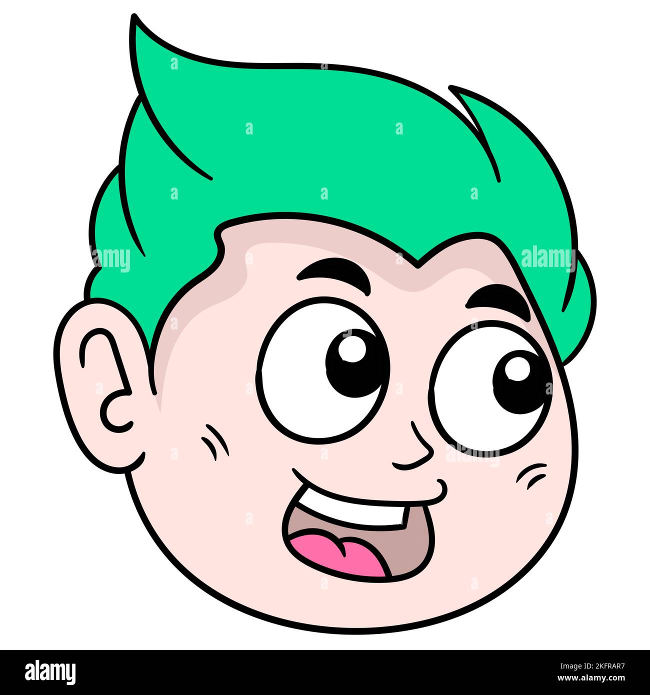 A vector illustration of a cute cartoon boy with green hair Stock ...