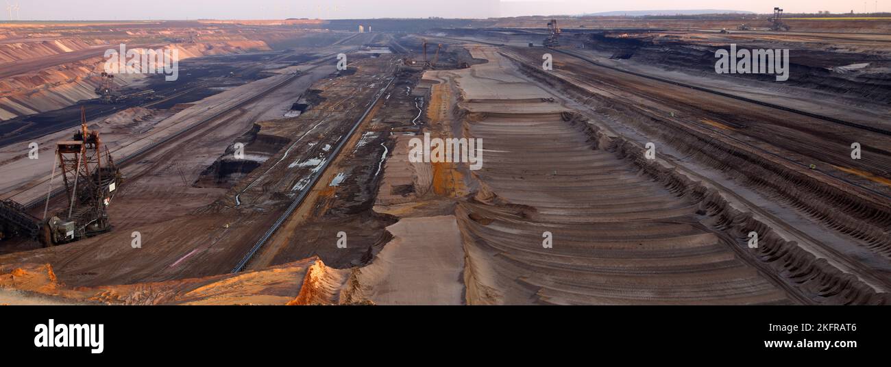 Large bucket wheel excavators in a lignite (brown-coal) mine after ...