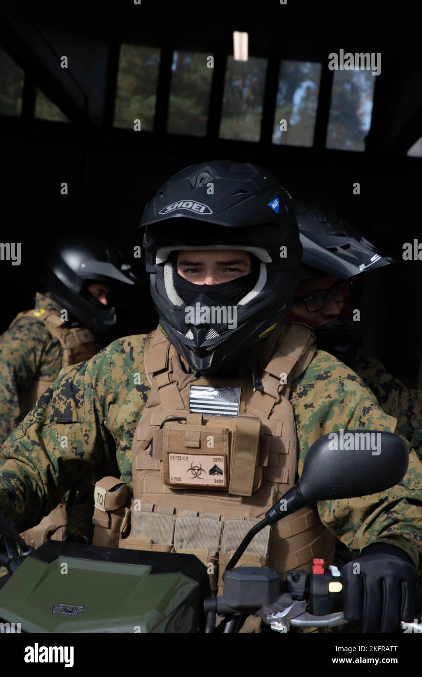 U.S. Marine Corps Cpl. Kyle Keyes, a Chemical Biological Radiological ...