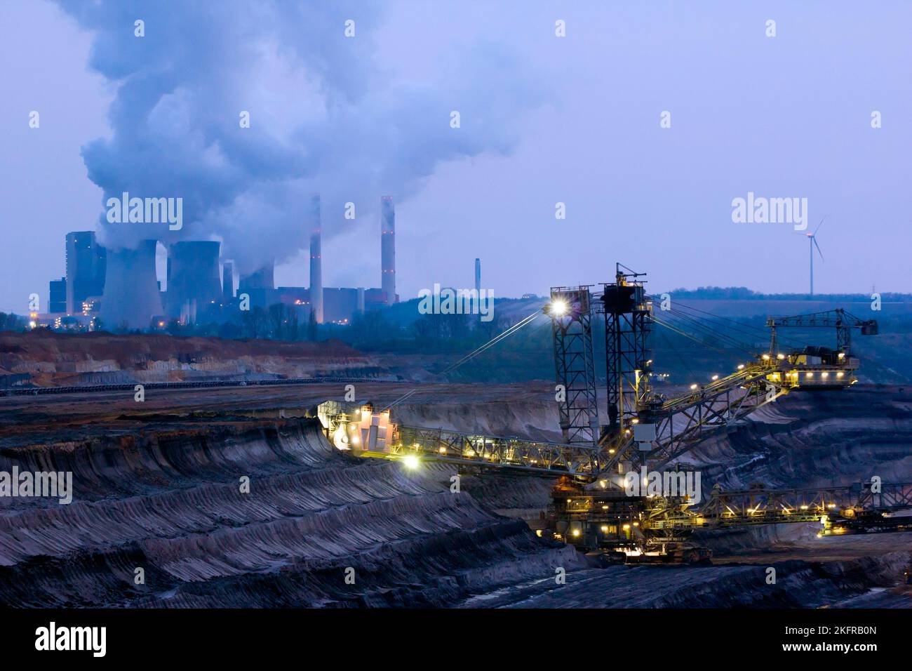 Bucket wheel excavator in a lignite or brown-coal quarry, Germany Stock ...