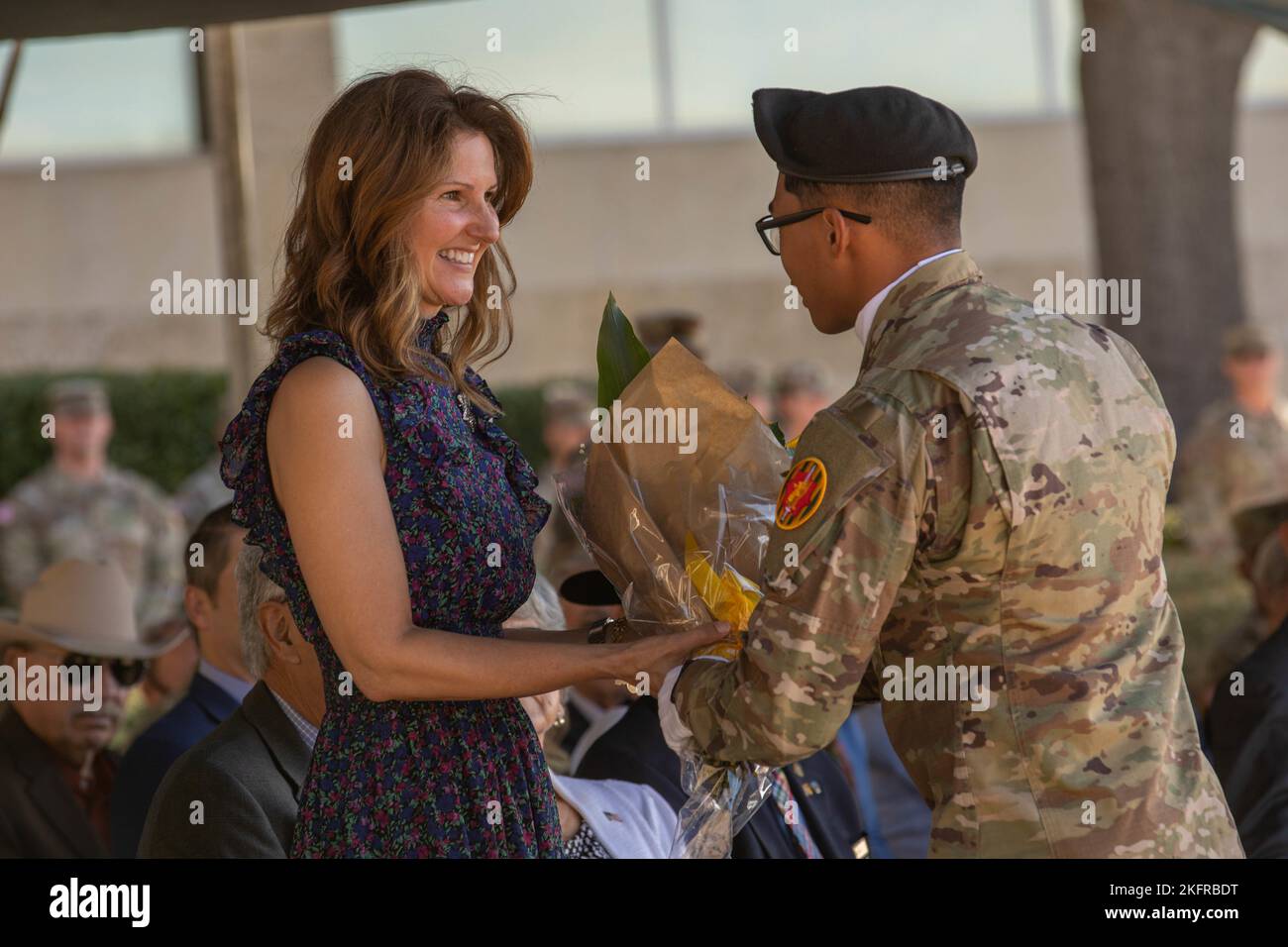 Jayne Bernabe, wife of Lt. Gen Sean C. Bernabe, is presented with ...