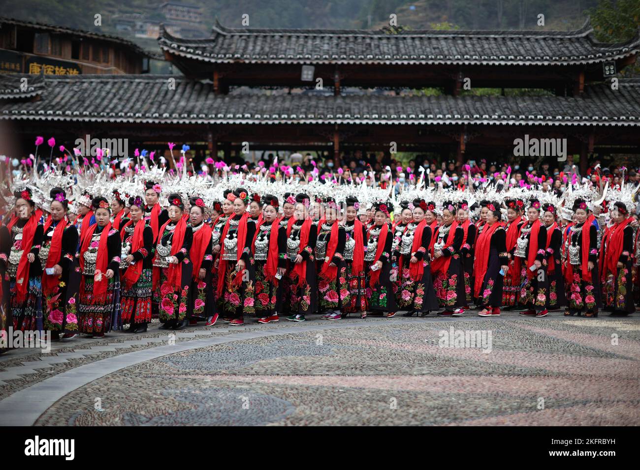 QIANDONGNAN, CHINA - NOVEMBER 19, 2022 - People of the Miao ethnic ...