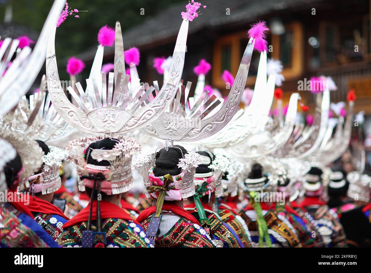 QIANDONGNAN, CHINA - NOVEMBER 19, 2022 - People of the Miao ethnic ...