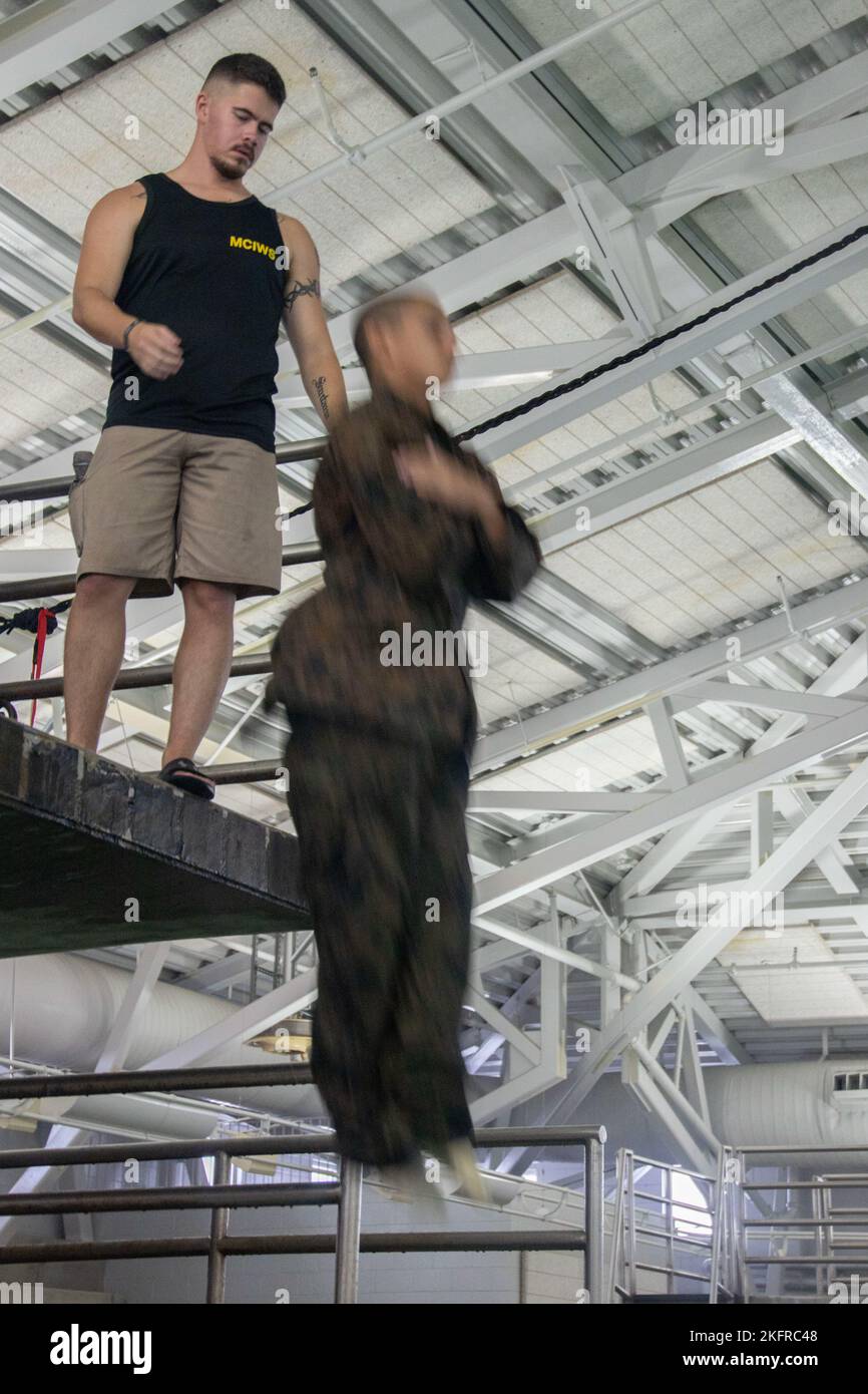 A U.S. Marine Corps recruit with Golf Company, 2nd Recruit Training ...