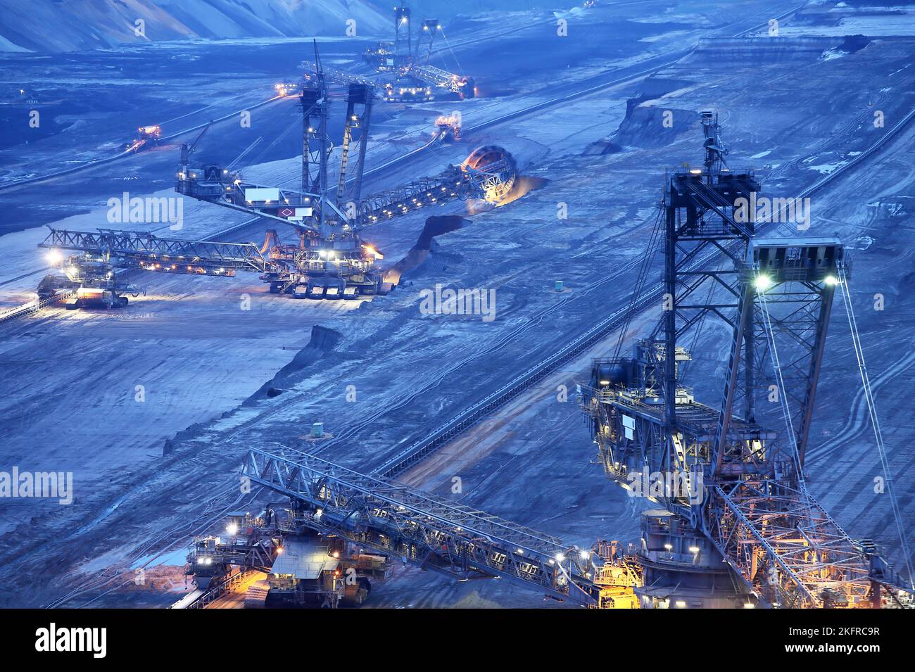 Bucket wheel excavator in a lignite or brown-coal quarry, Germany Stock ...