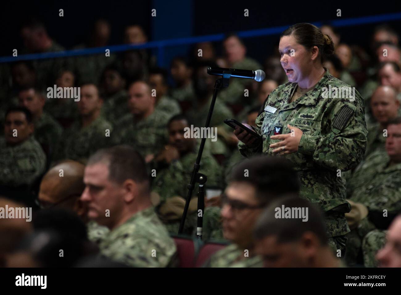 221004-N-UB993-1067 A chief petty officer (select) asks Master Chief Petty Officer of the Navy ...