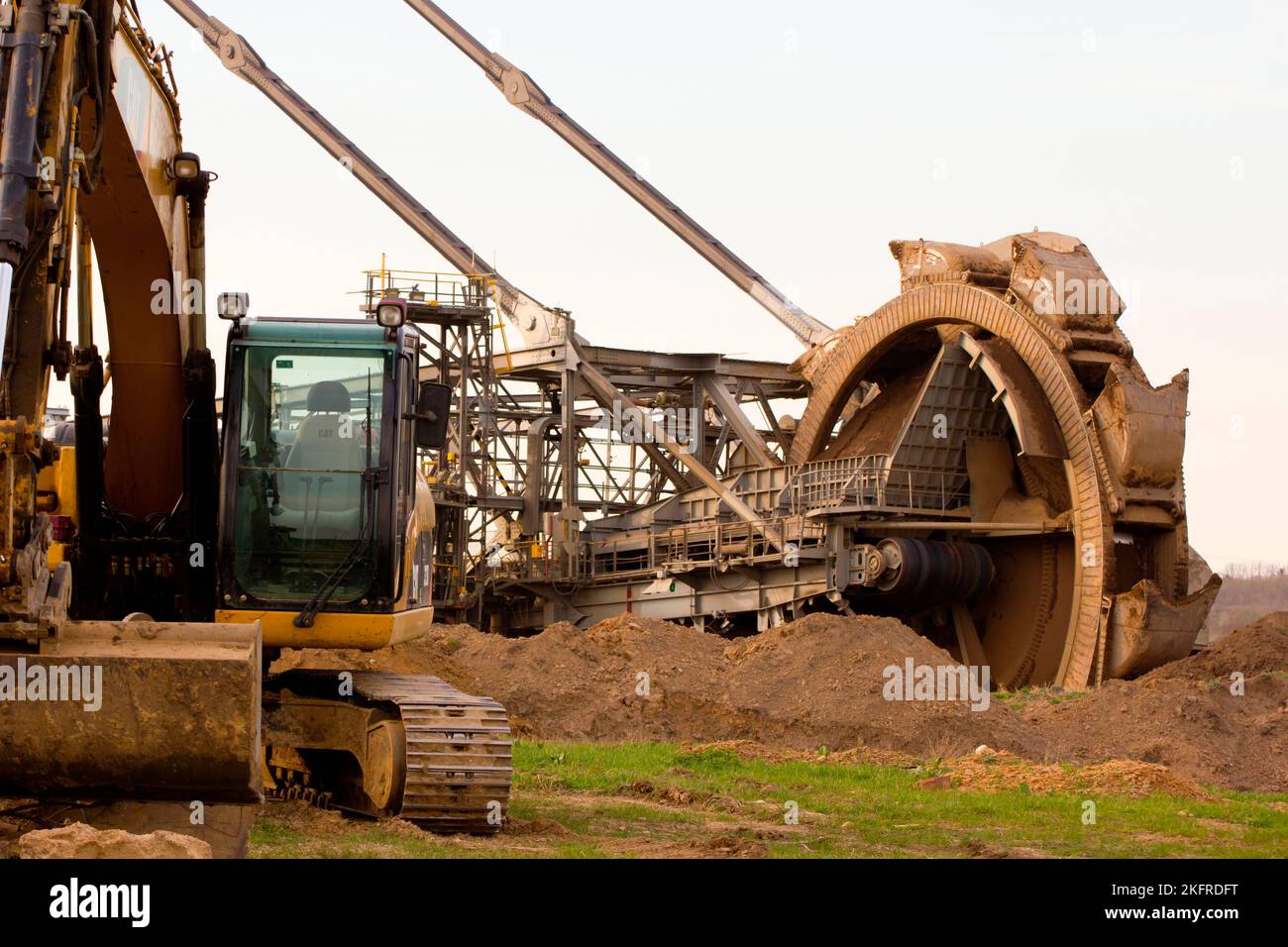 Bucket wheel excavator in a lignite or brown-coal quarry, Germany Stock ...