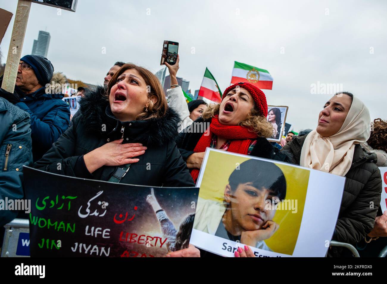 The Hague Netherlands 19th Nov 2022 Iranian People Seen Singing The