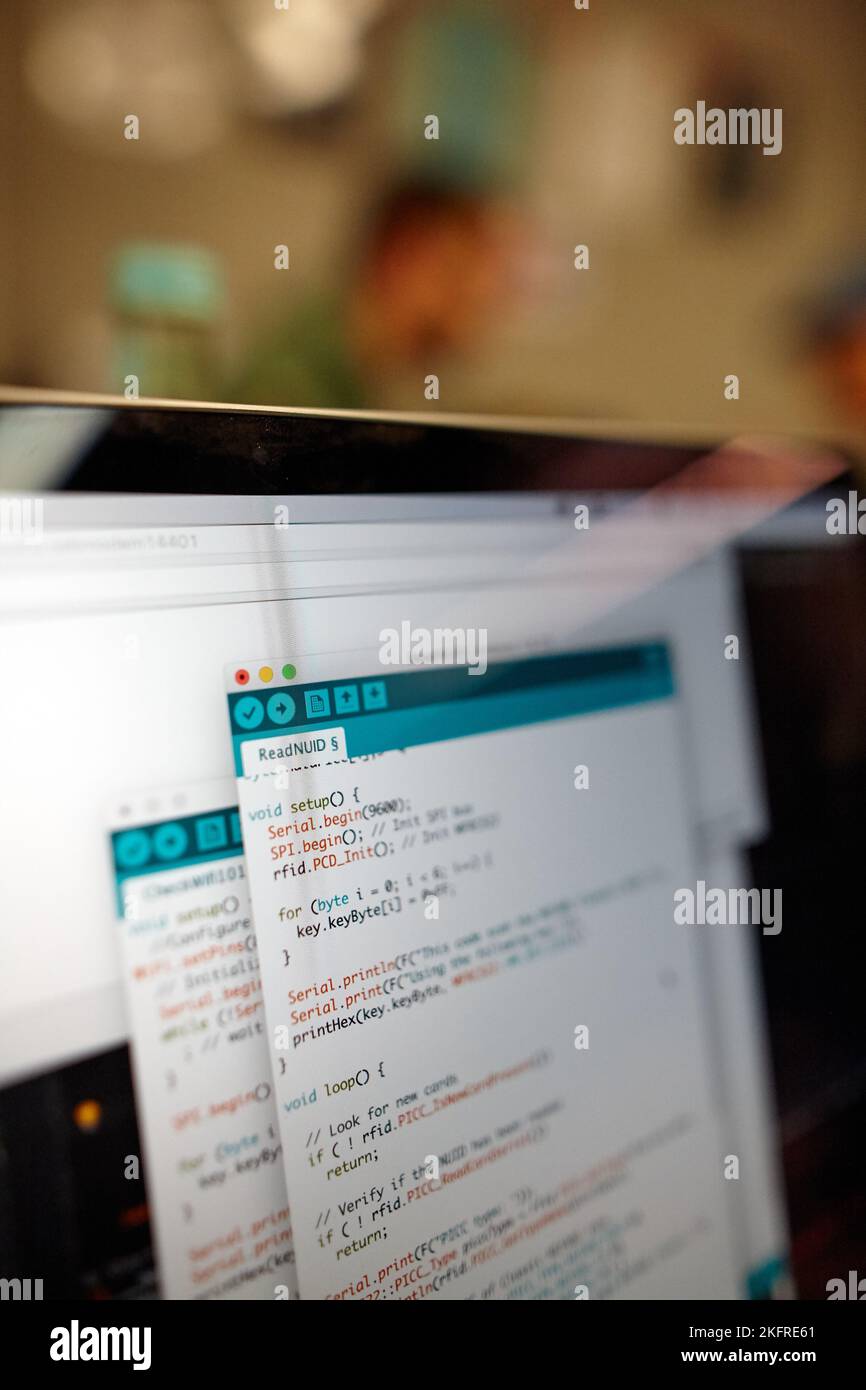 A computer screen under maintenance setup, work-from-home concept Stock ...