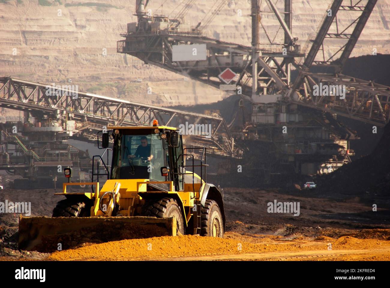 Bucket wheel excavator in a lignite or brown-coal quarry, Germany Stock ...