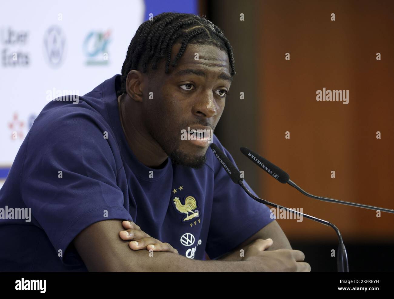 Doha, Qatar - November 19, 2022, Axel Disasi of France during a press ...