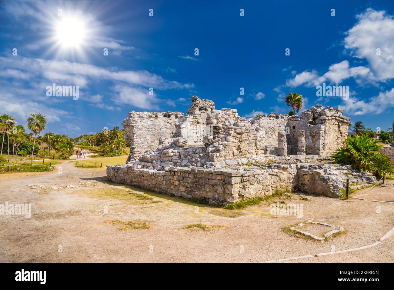 Great platform, Mayan Ruins in Tulum, Riviera Maya, Yucatan, Caribbean ...