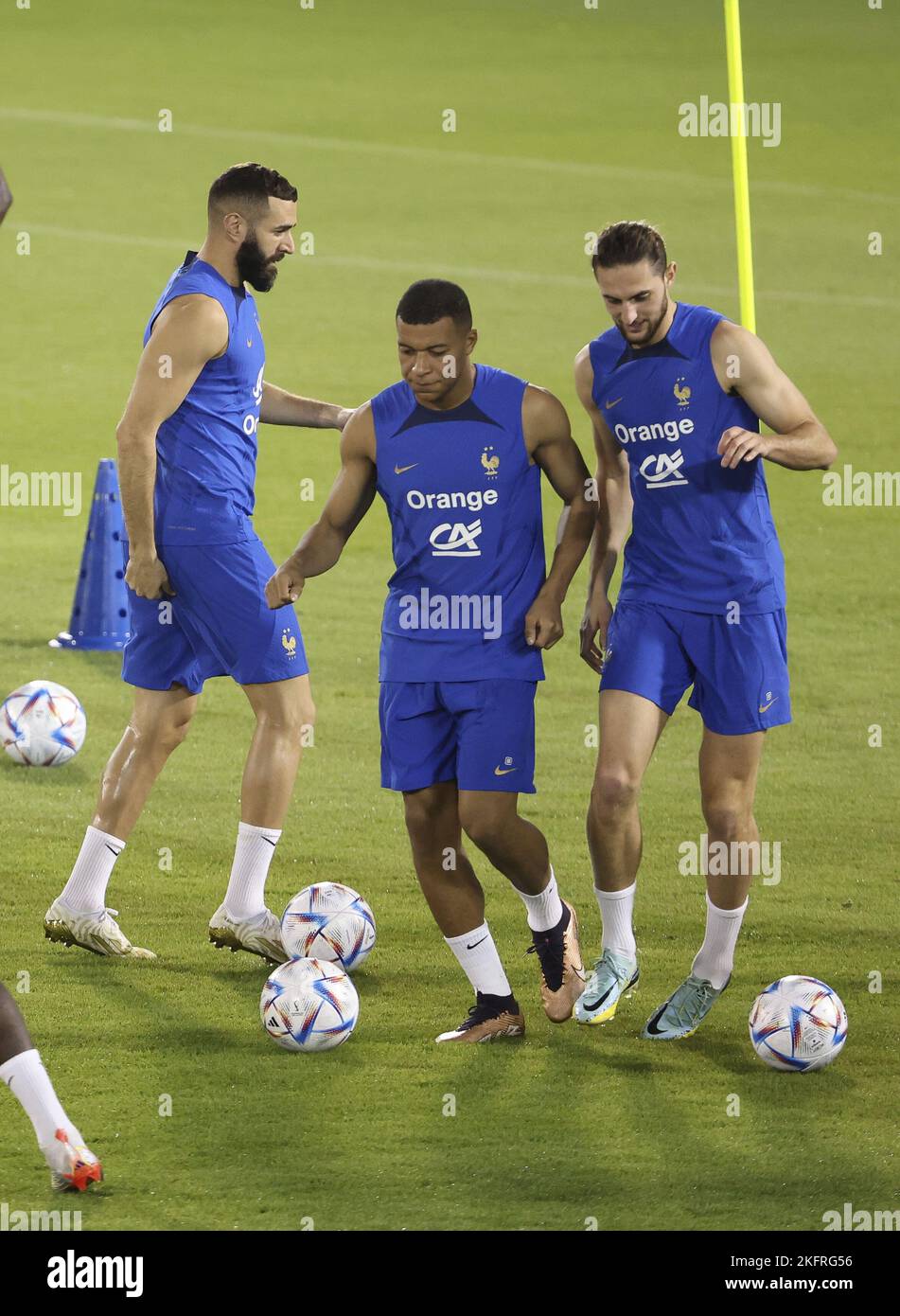 November 19, 2022, Rome, Qatar: Karim Benzema, Kylian Mbappe, Adrien ...
