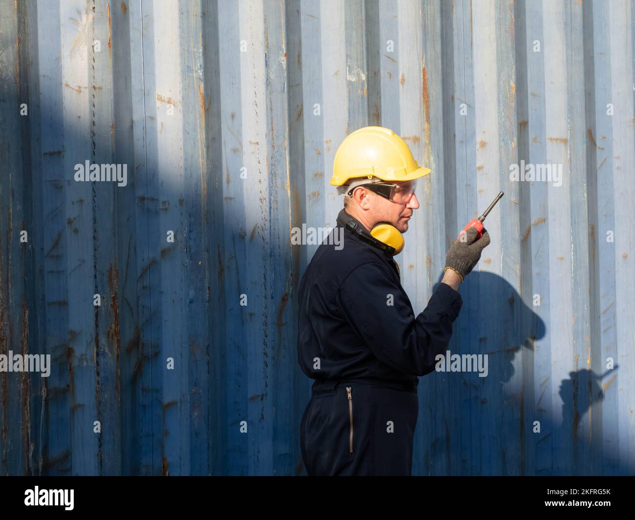 Foreman engineer male employee staff talk doc telephone work job career ...