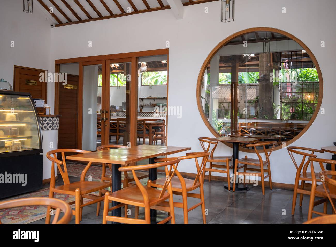 Beautiful interior of Bali style cafe in Ubud, Bali, Indonesia Stock ...