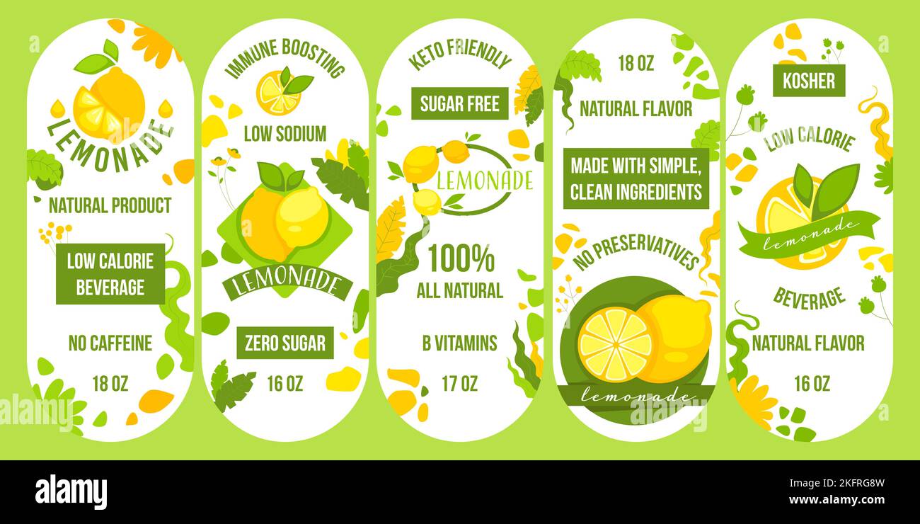 Lemonade drink label for package design set Stock Vector Image & Art ...