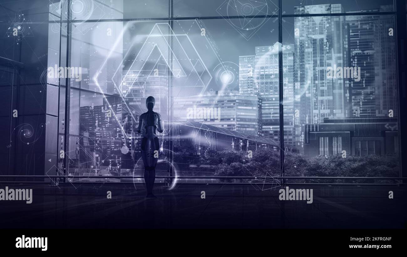 Robot humanoid works virtual hi-res stock photography and images - Alamy