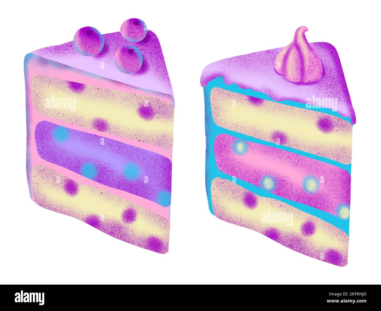 Hand drawn illustration of french macaroon cake pasty in pastel blue ...