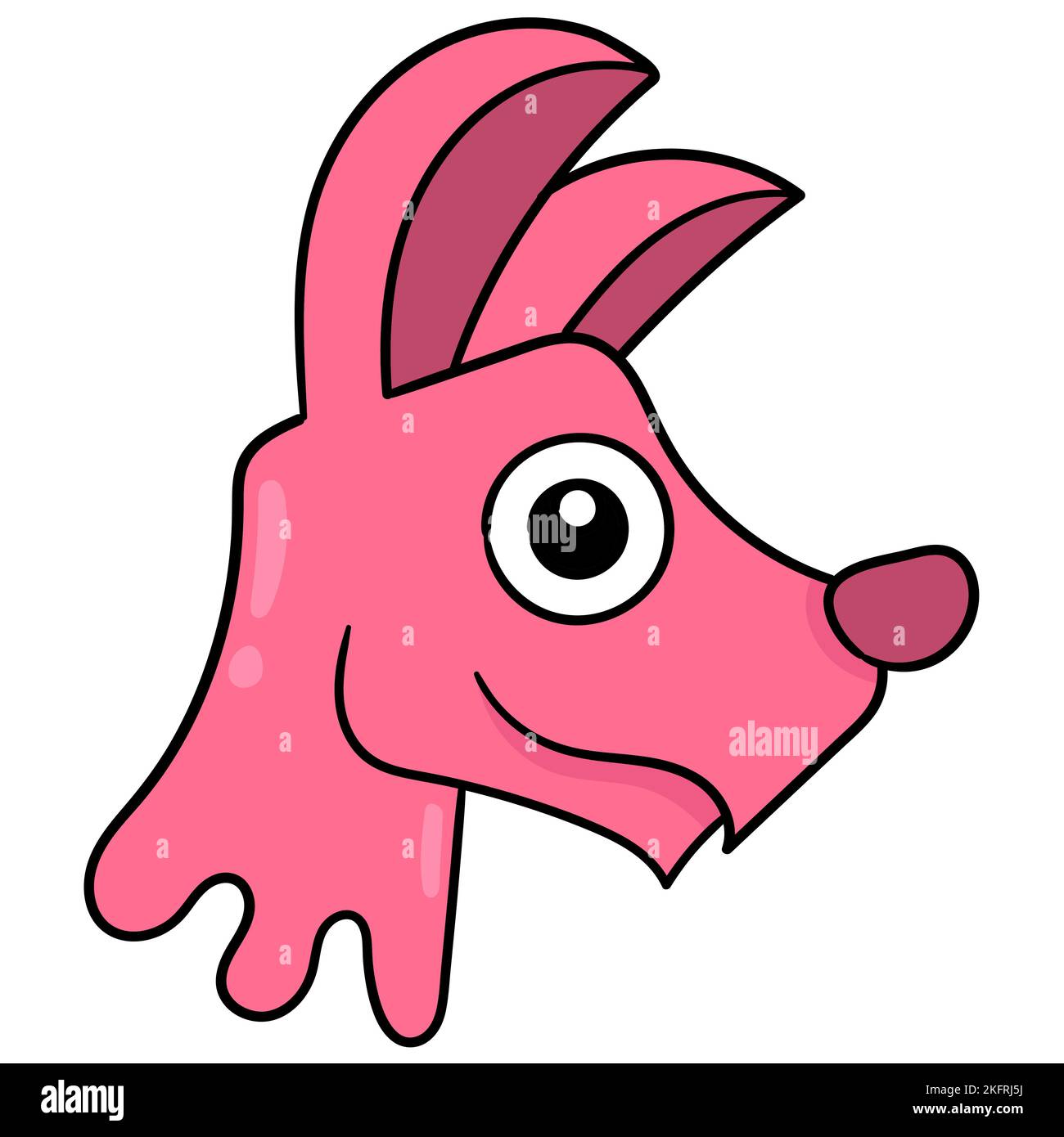 A vector design of a pink head of llama from the side against white ...