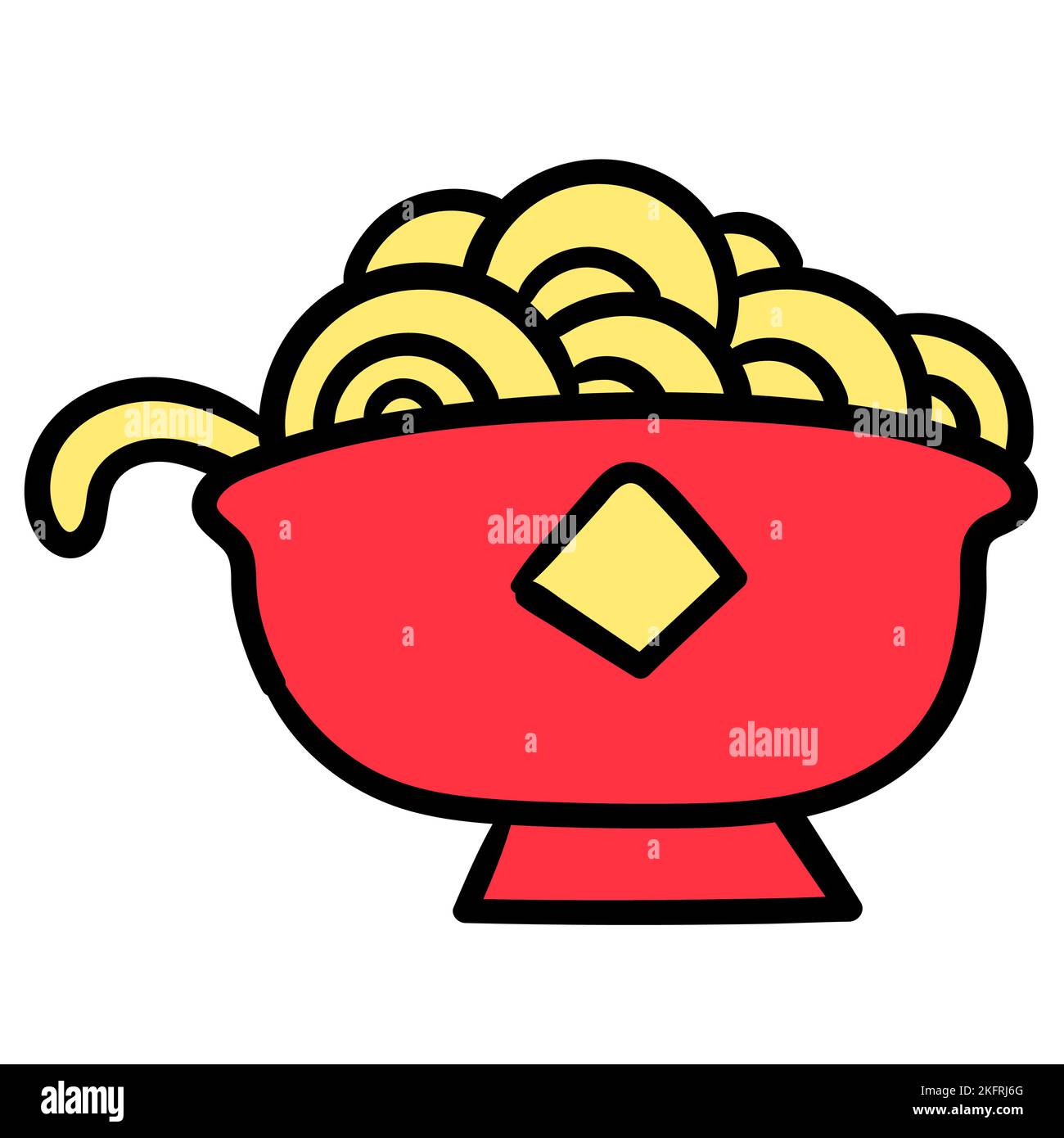 A vector design of a red bowl of noodles against white background Stock ...
