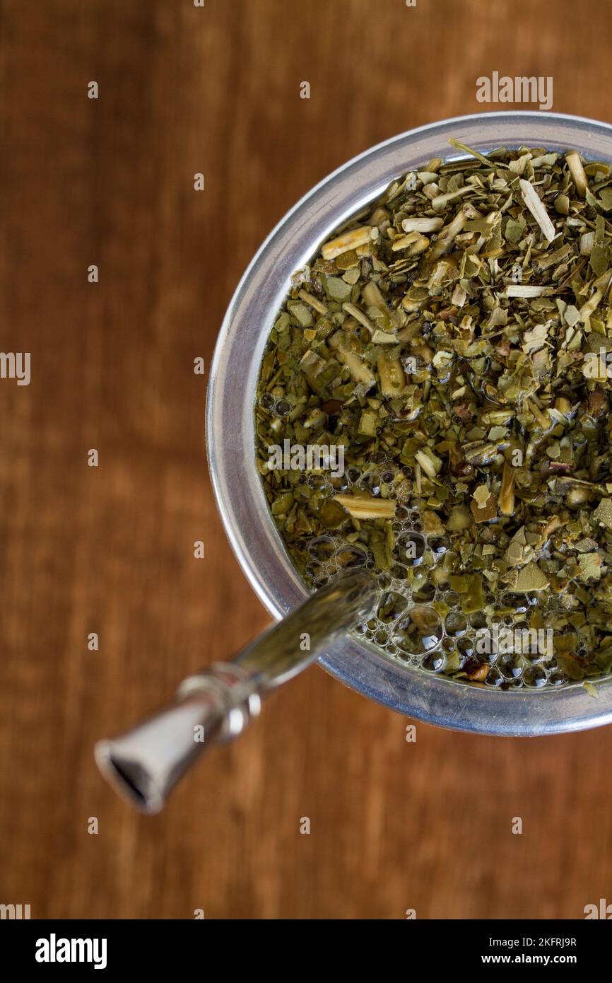 Close-up of matero with argentine mate herb. Concept of South American ...