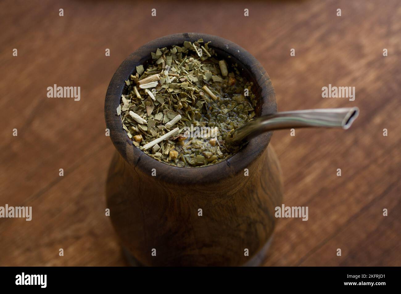 Close-up of matero with argentine mate herb. Concept of South American ...