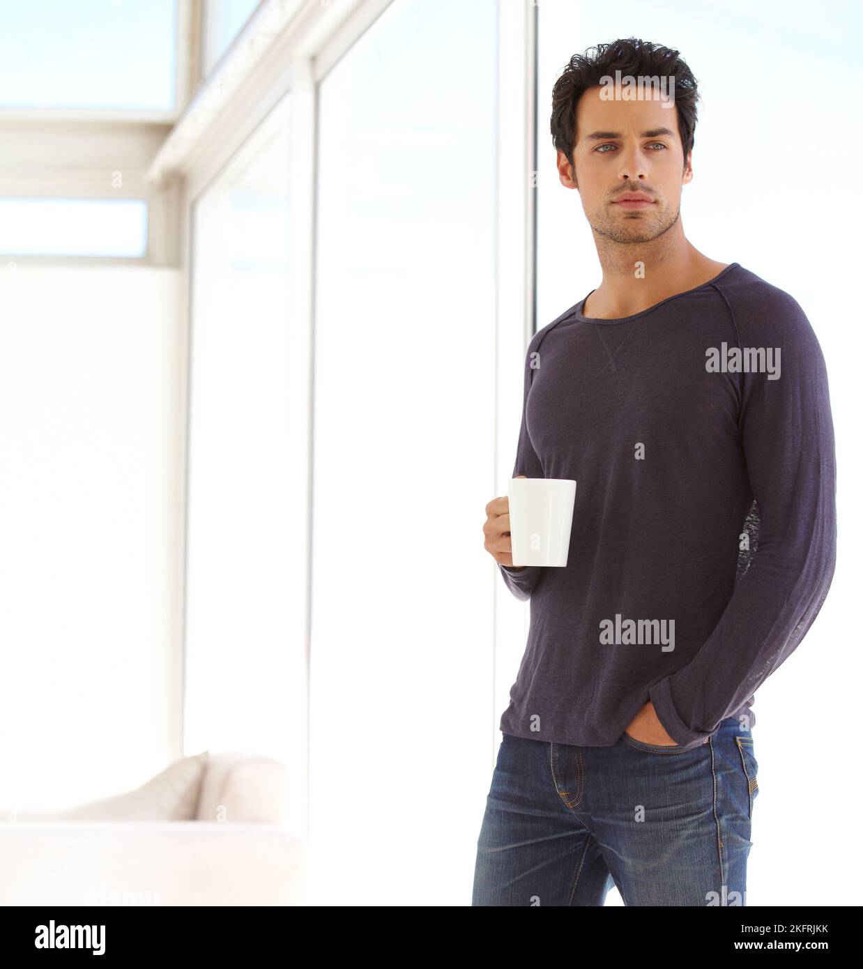 Rugged man drinking coffee hi-res stock photography and images - Alamy