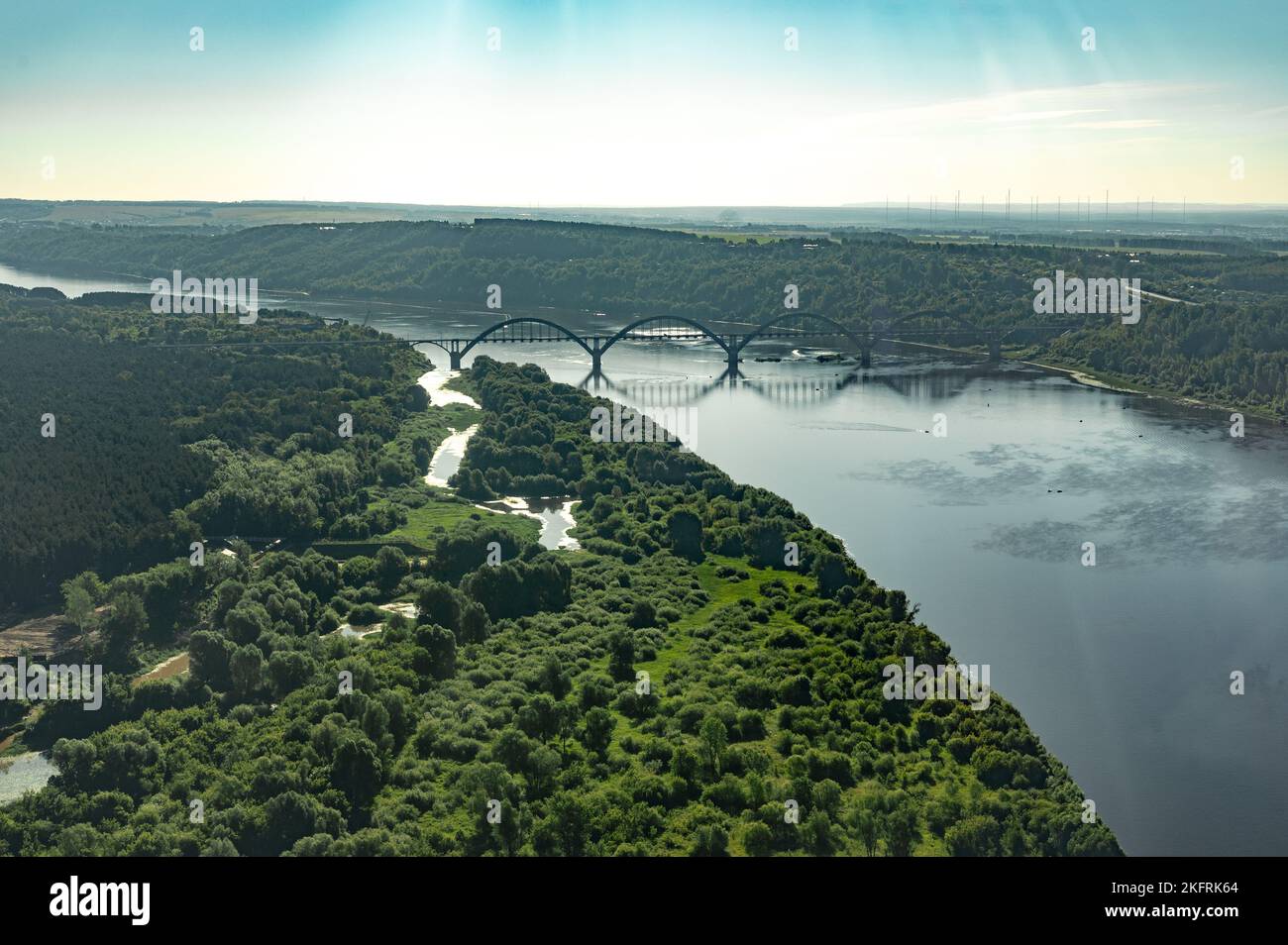 aerial photographs from an airplane window. airplane flight over river ...