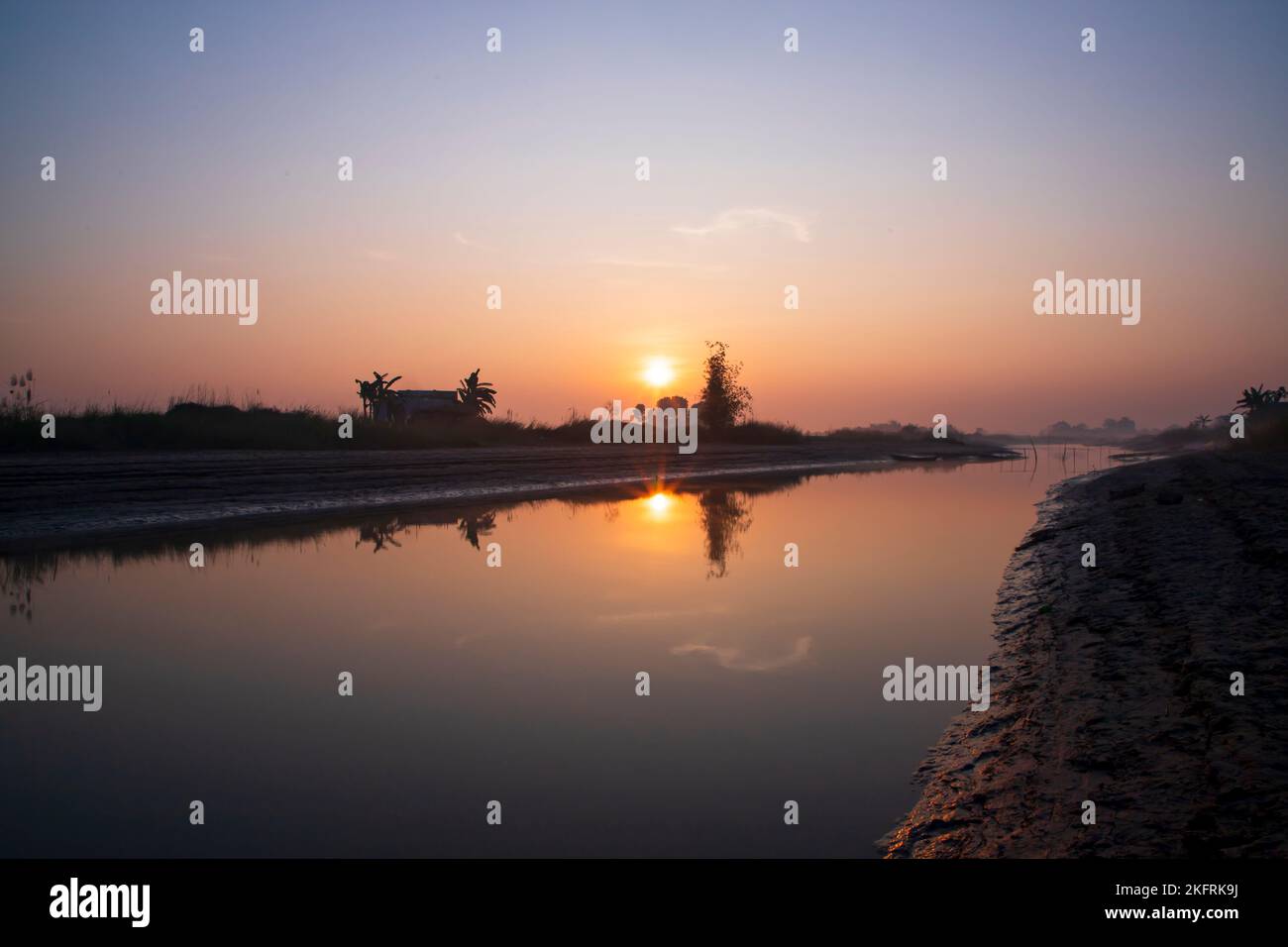 Beautiful Golden hour Sunrise landscape view near the Padma river in ...