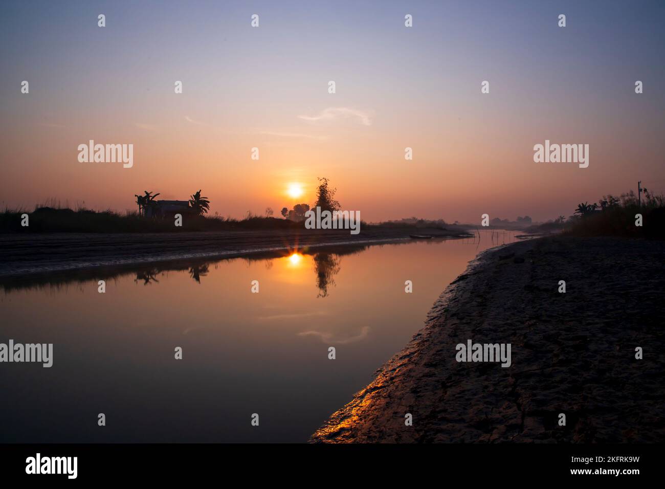 Beautiful Golden hour Sunrise landscape view near the Padma river in ...